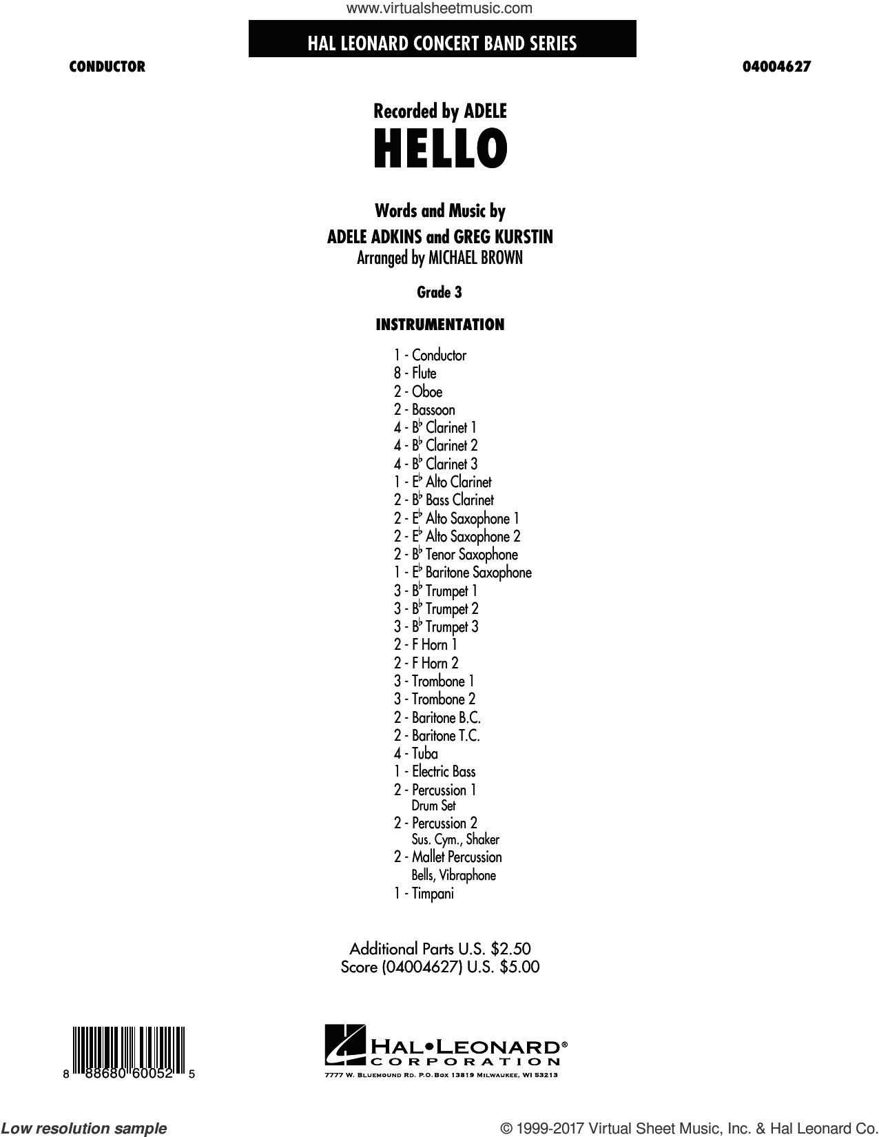 Hello sheet music (complete collection) for concert band (PDF)