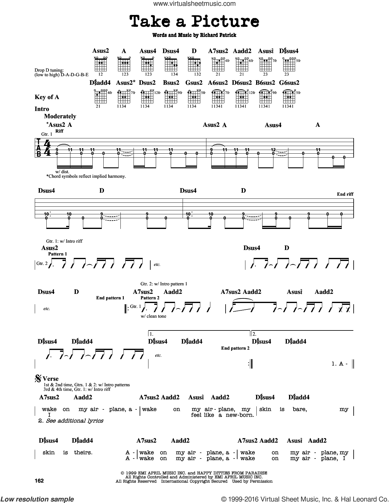 Take A Picture sheet music (intermediate) for guitar solo (lead sheet)