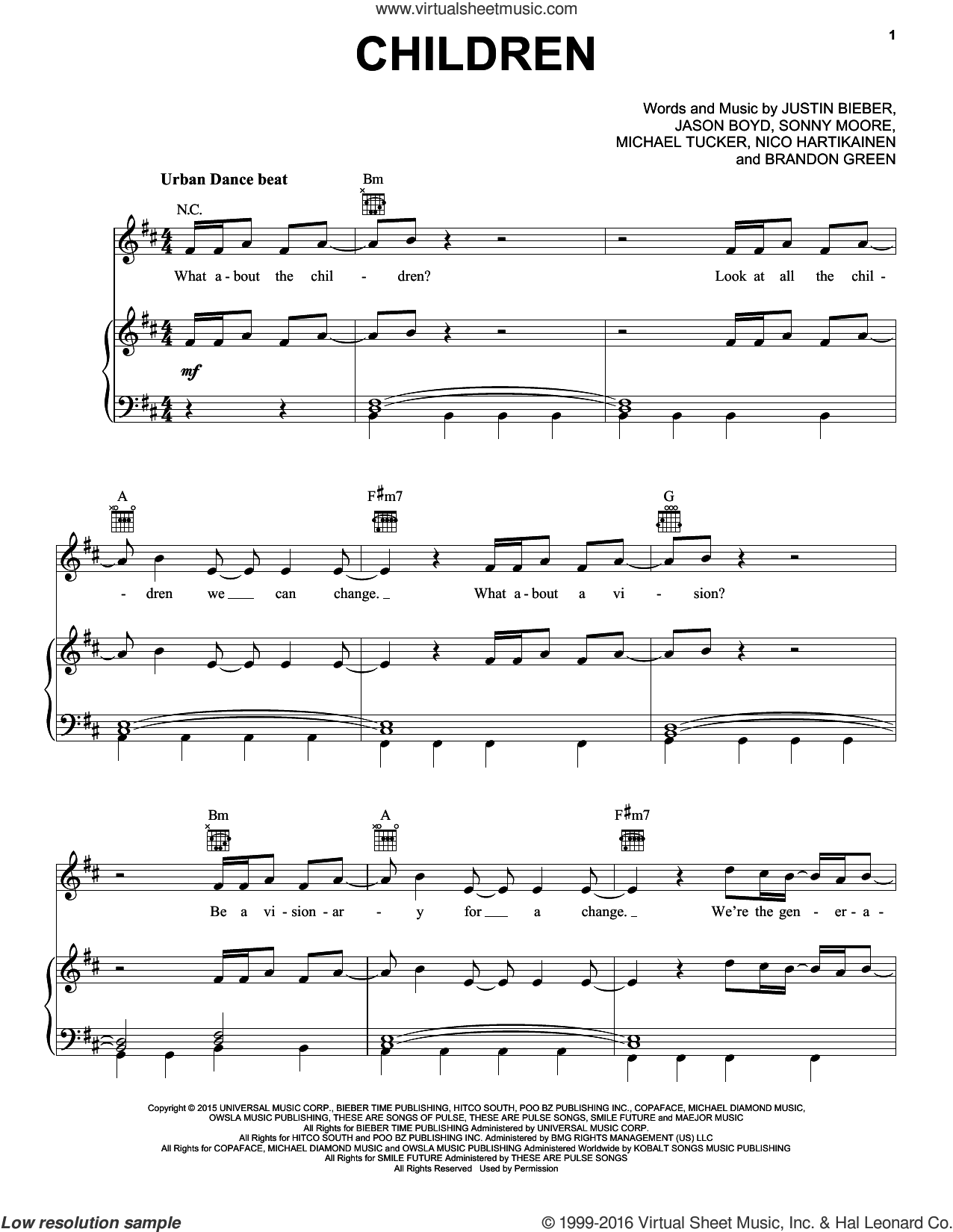 Children sheet music for voice, piano or guitar (PDF-interactive)