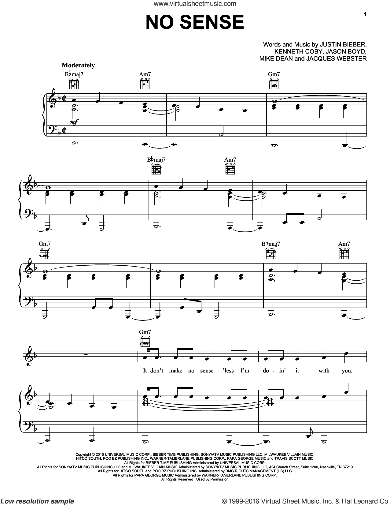 No Sense sheet music for voice, piano or guitar (PDF-interactive)