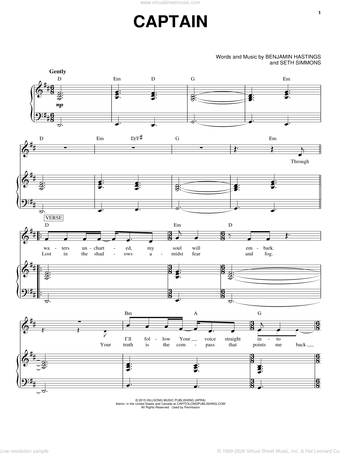 Captain sheet music for voice and piano (PDF-interactive)