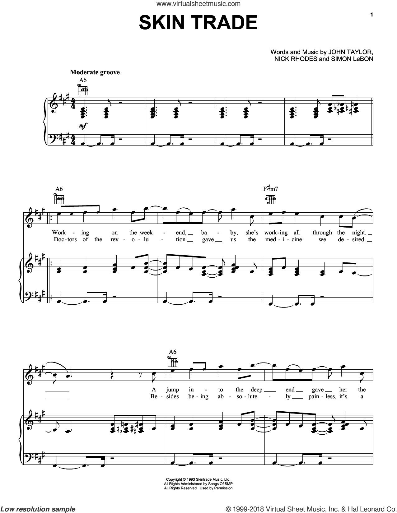 Skin Trade sheet music for voice, piano or guitar (PDF)