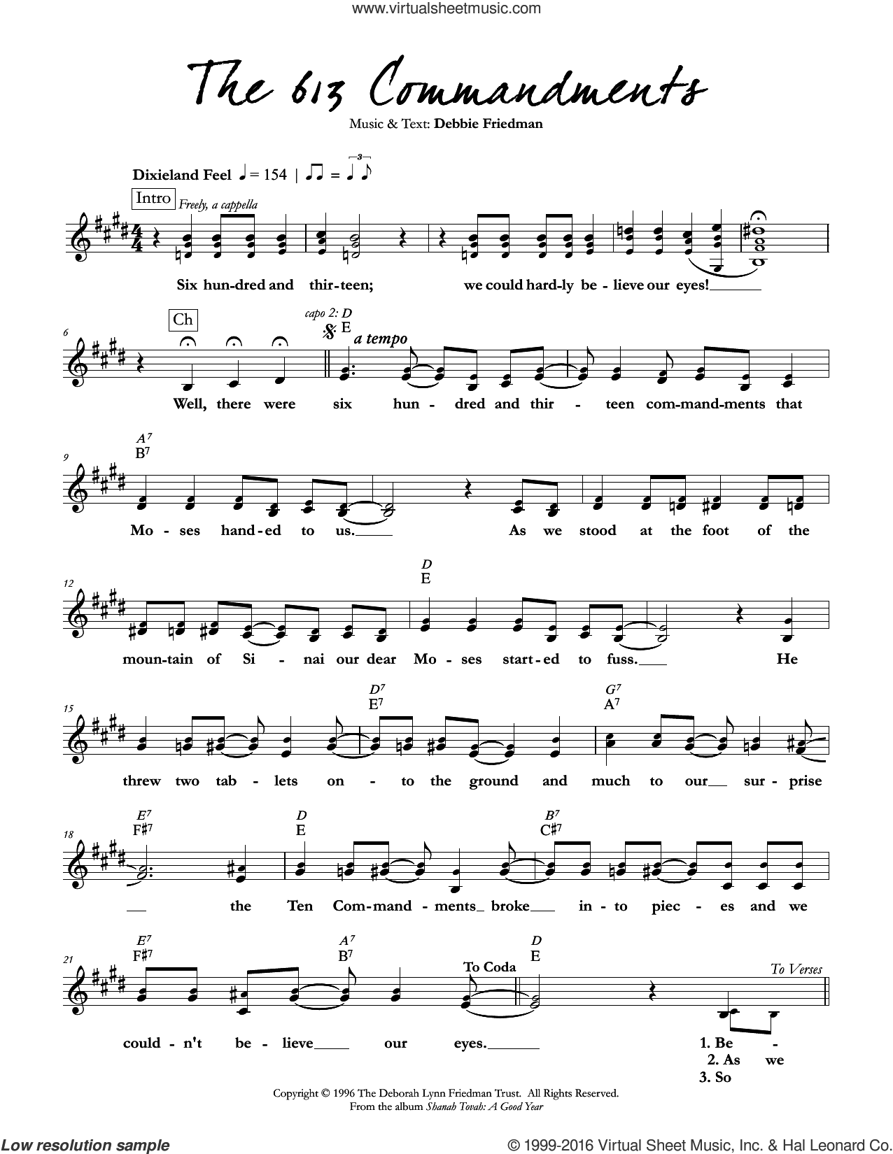 The 613 Commandments sheet music (fake book) (PDF)