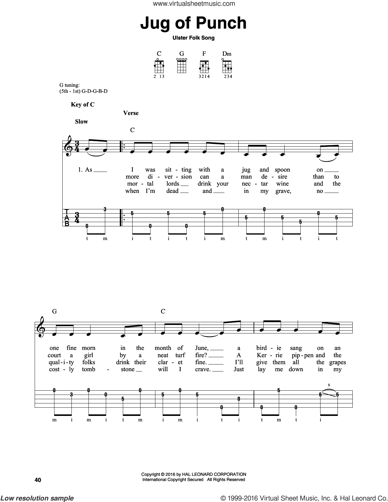 Jug Of Punch sheet music for banjo solo (PDF)