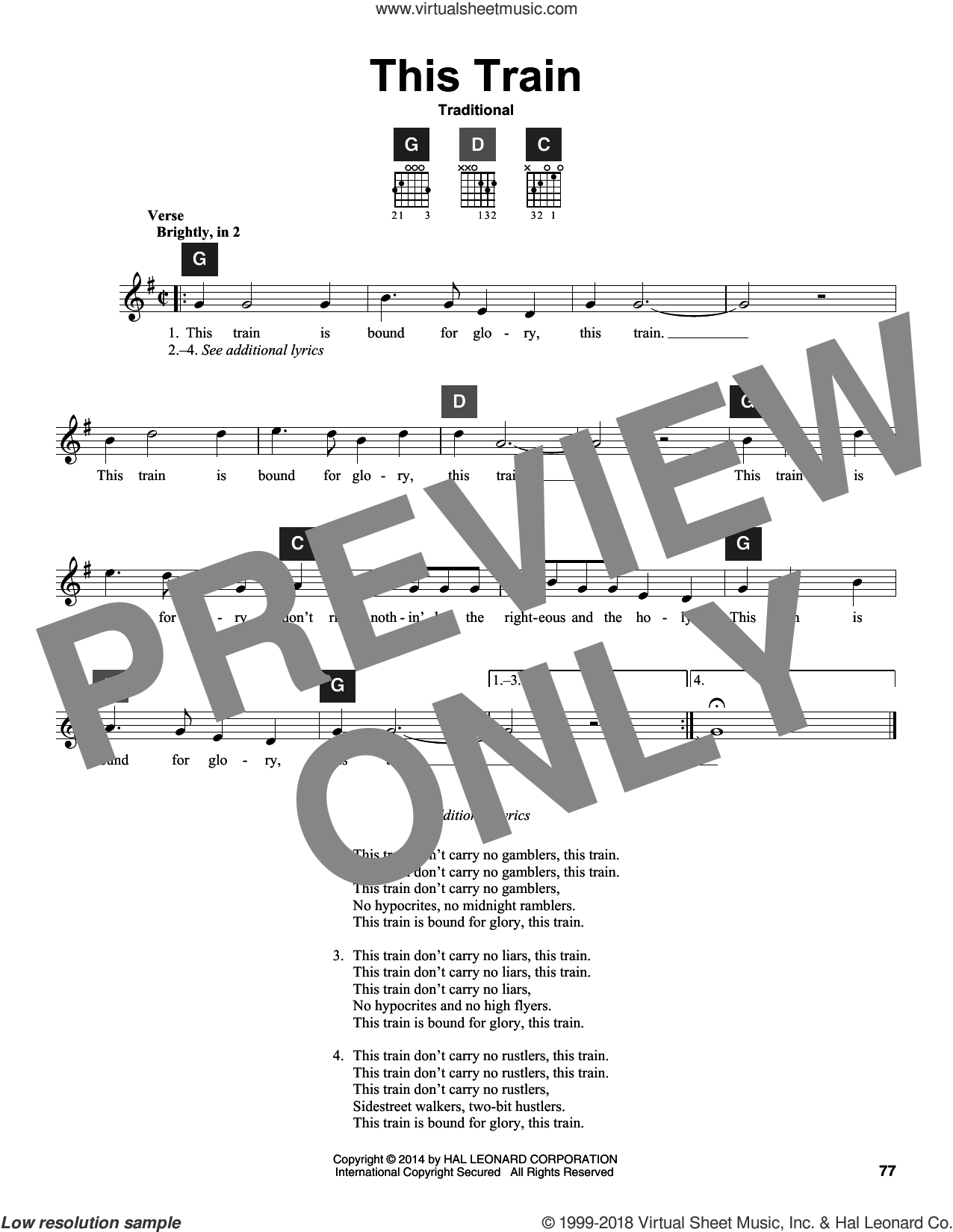 This Train sheet music for guitar solo (ChordBuddy system) (PDF)