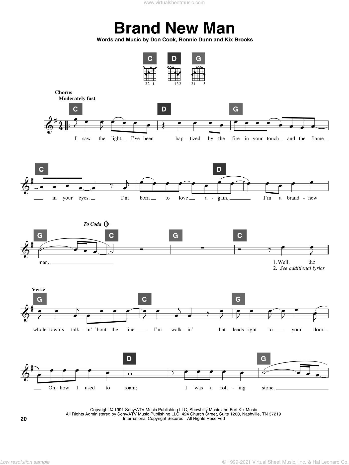 Brand New Man sheet music for guitar solo (ChordBuddy system)