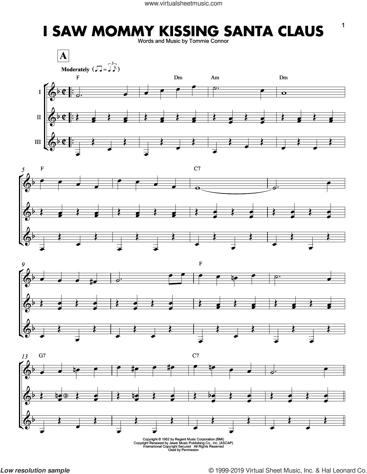 I Saw Mommy Kissing Santa Claus Sheet Music For Guitar Ensemble