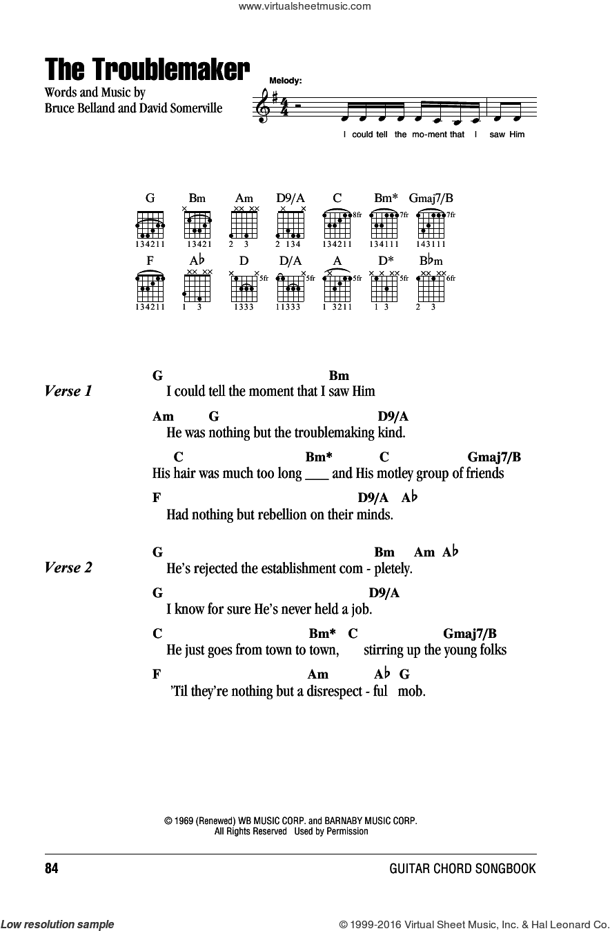 The Troublemaker sheet music for guitar (chords) (PDF)