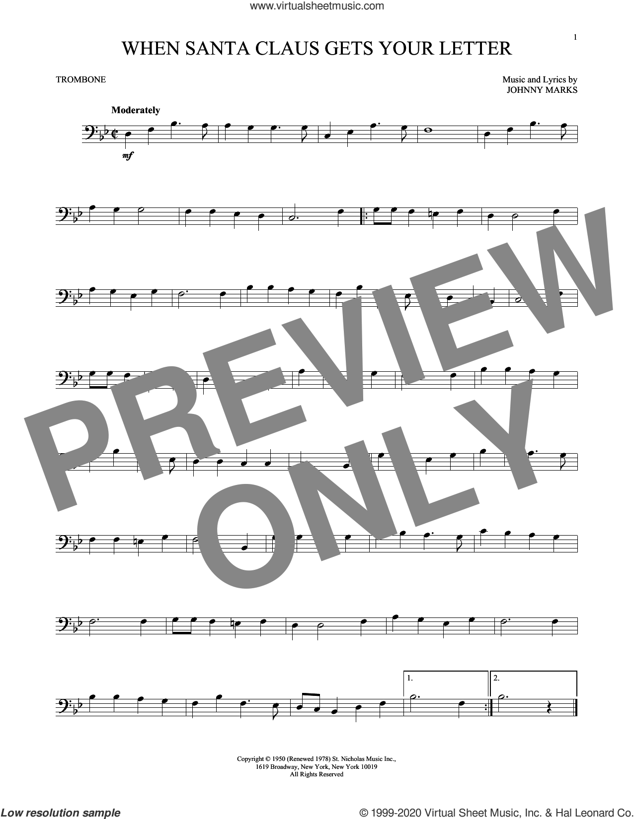 When Santa Claus Gets Your Letter sheet music for trombone solo