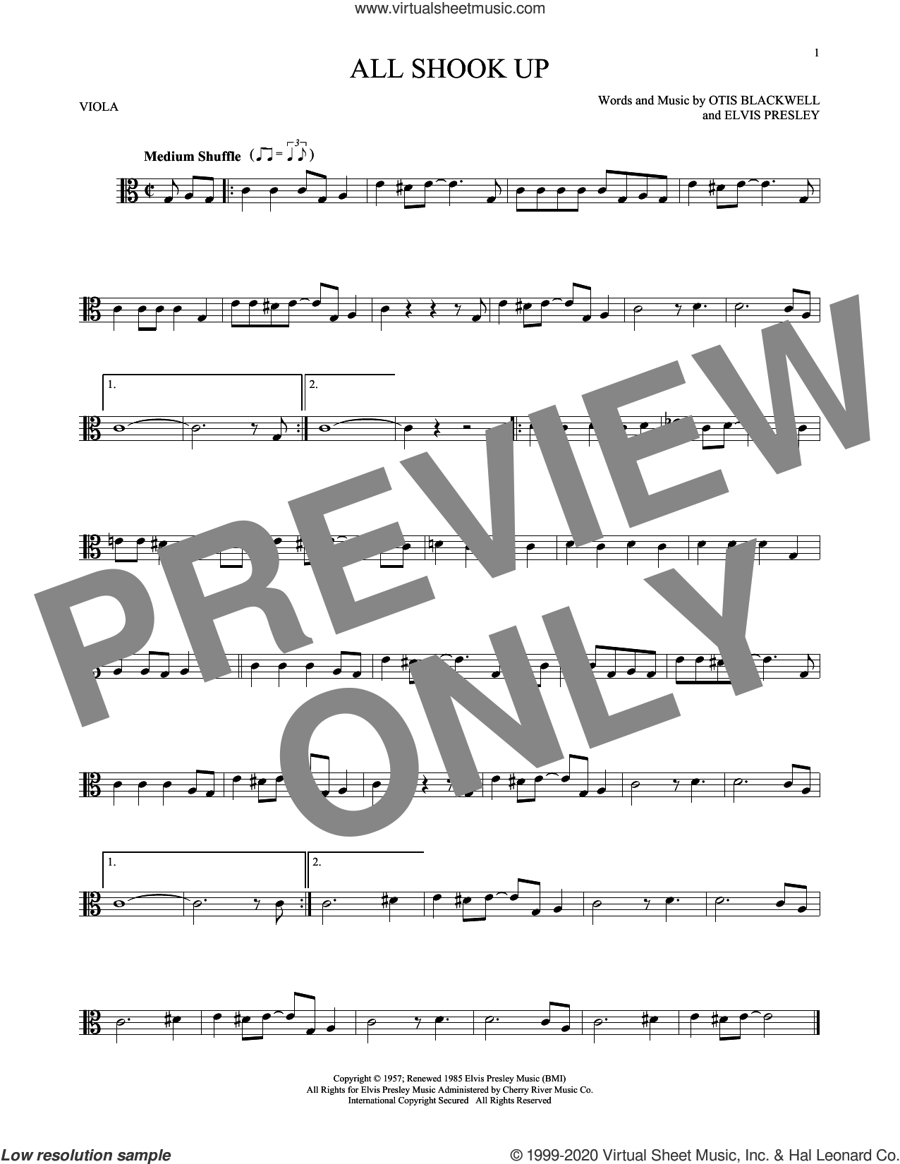 All Shook Up sheet music for viola solo (PDF-interactive)