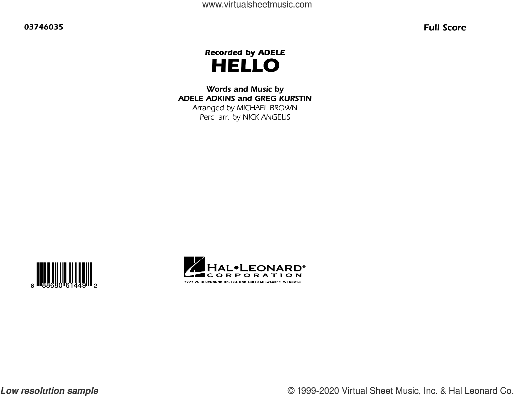 Hello sheet music (complete collection) for marching band (PDF)