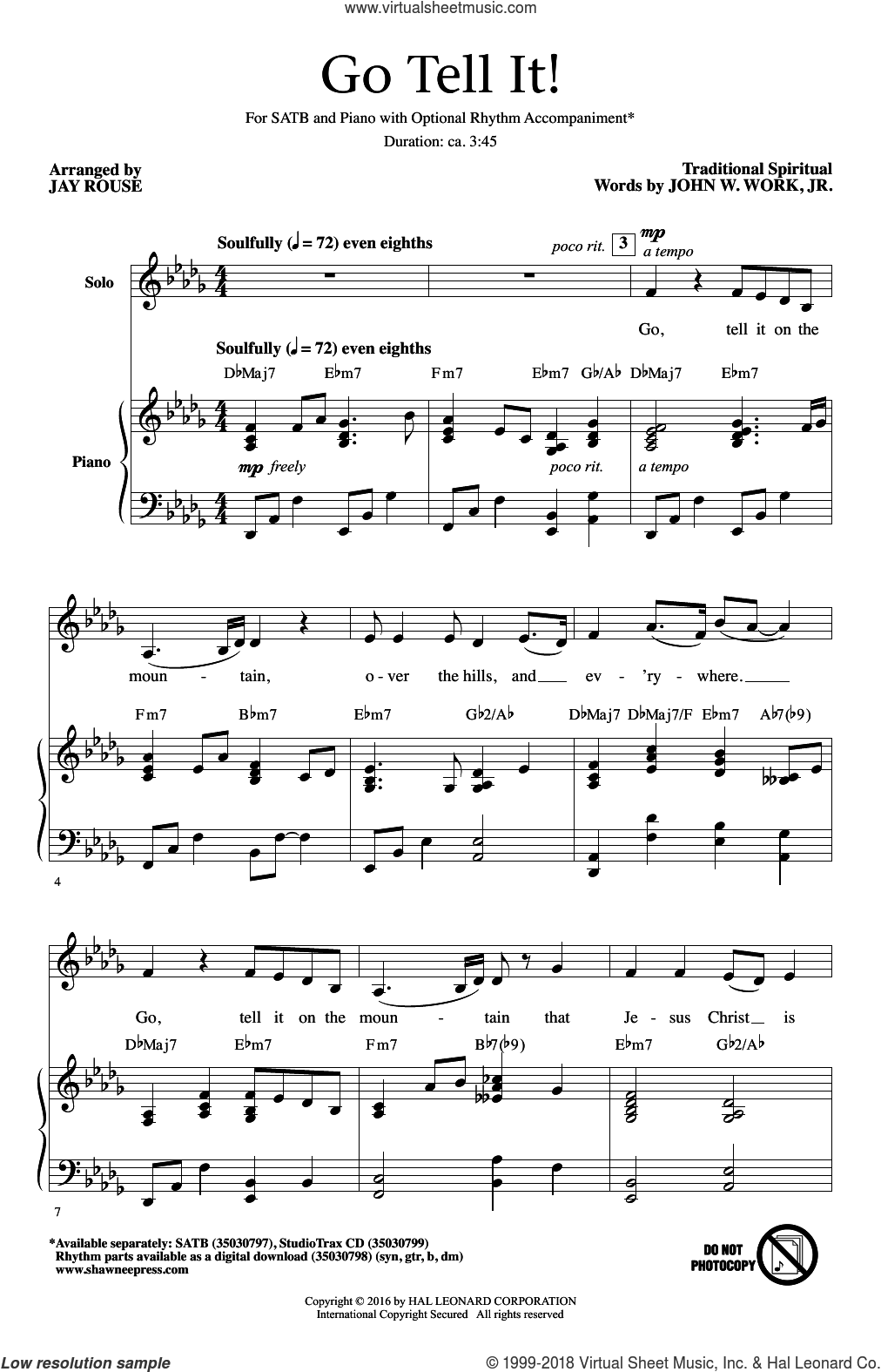 Go Tell It! sheet music for choir (SATB: soprano, alto, tenor, bass)