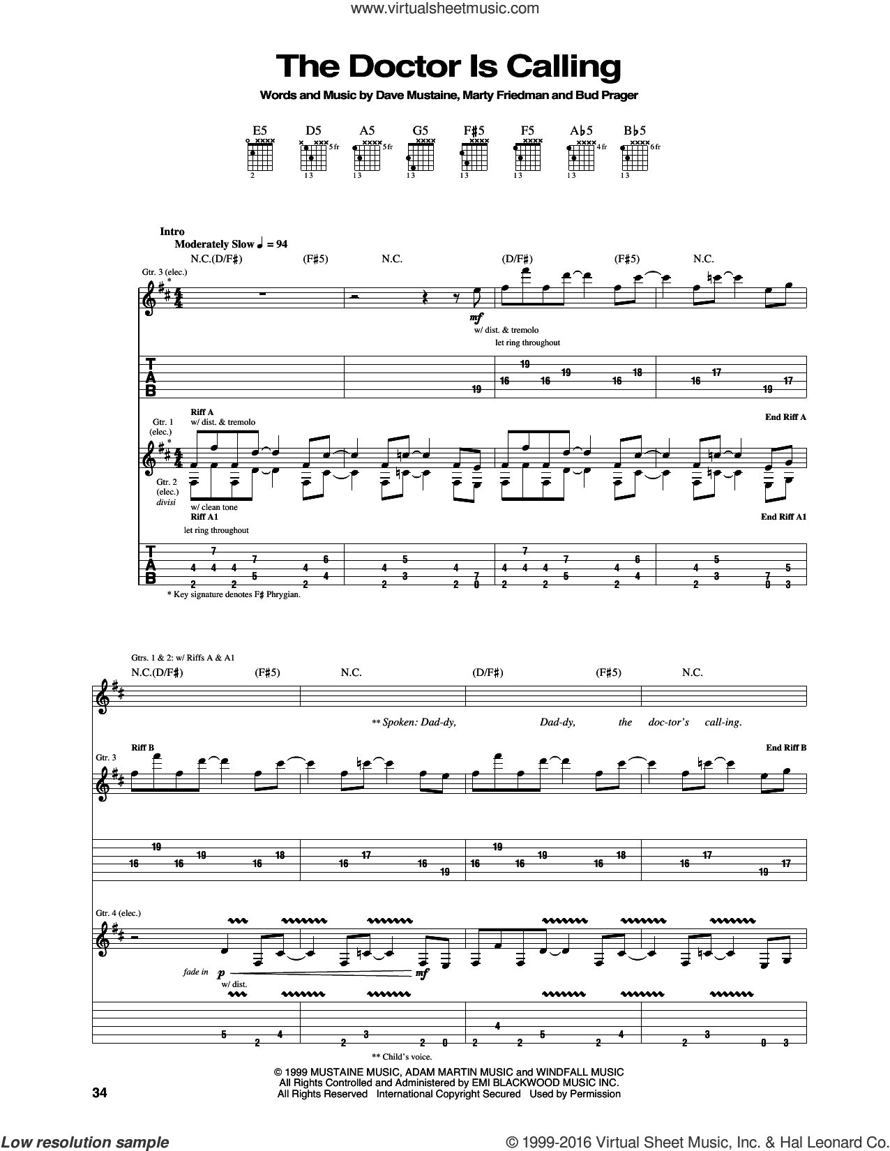 The Doctor Is Calling sheet music for guitar (tablature) (PDF)