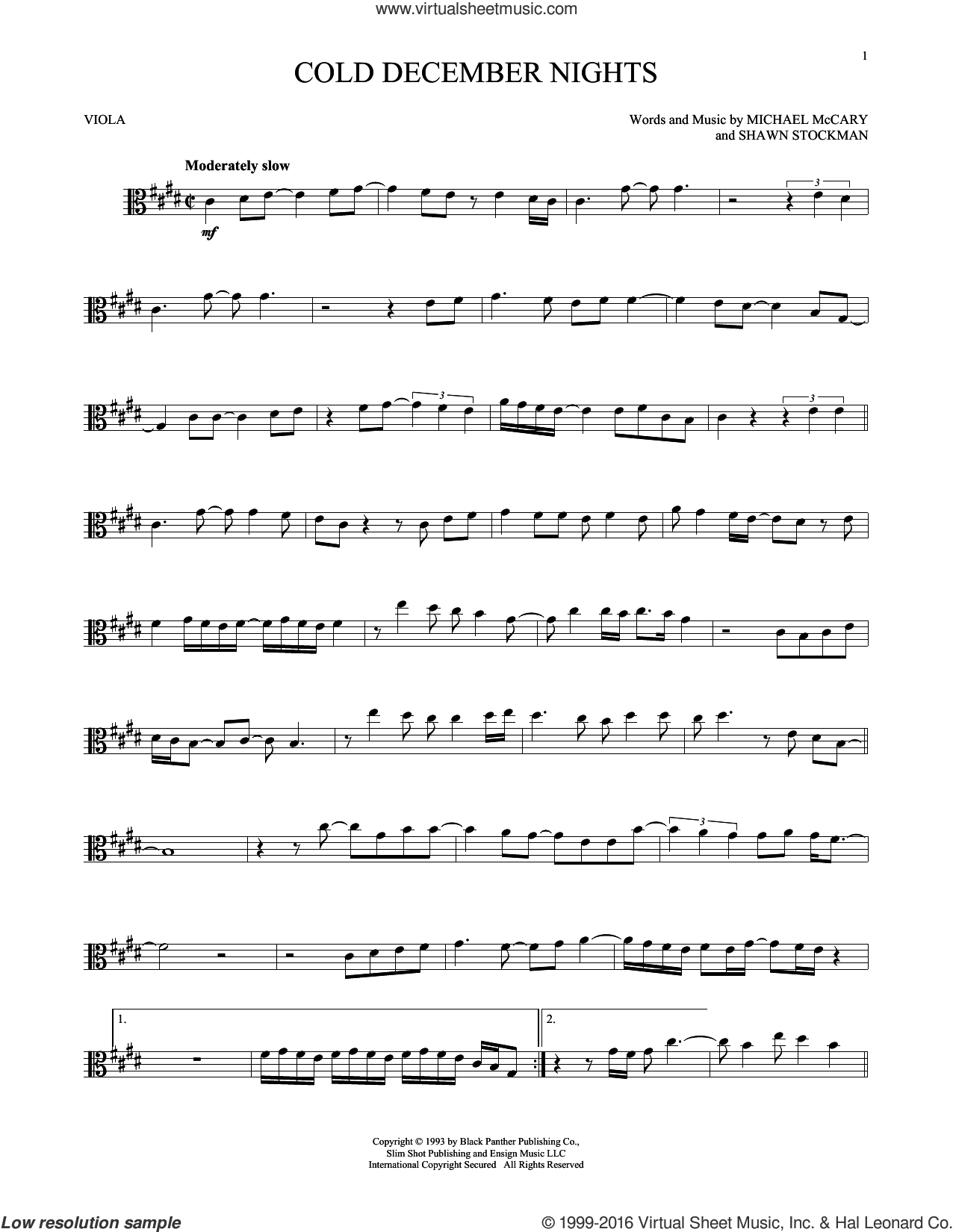 Cold December Nights sheet music for viola solo (PDF-interactive)