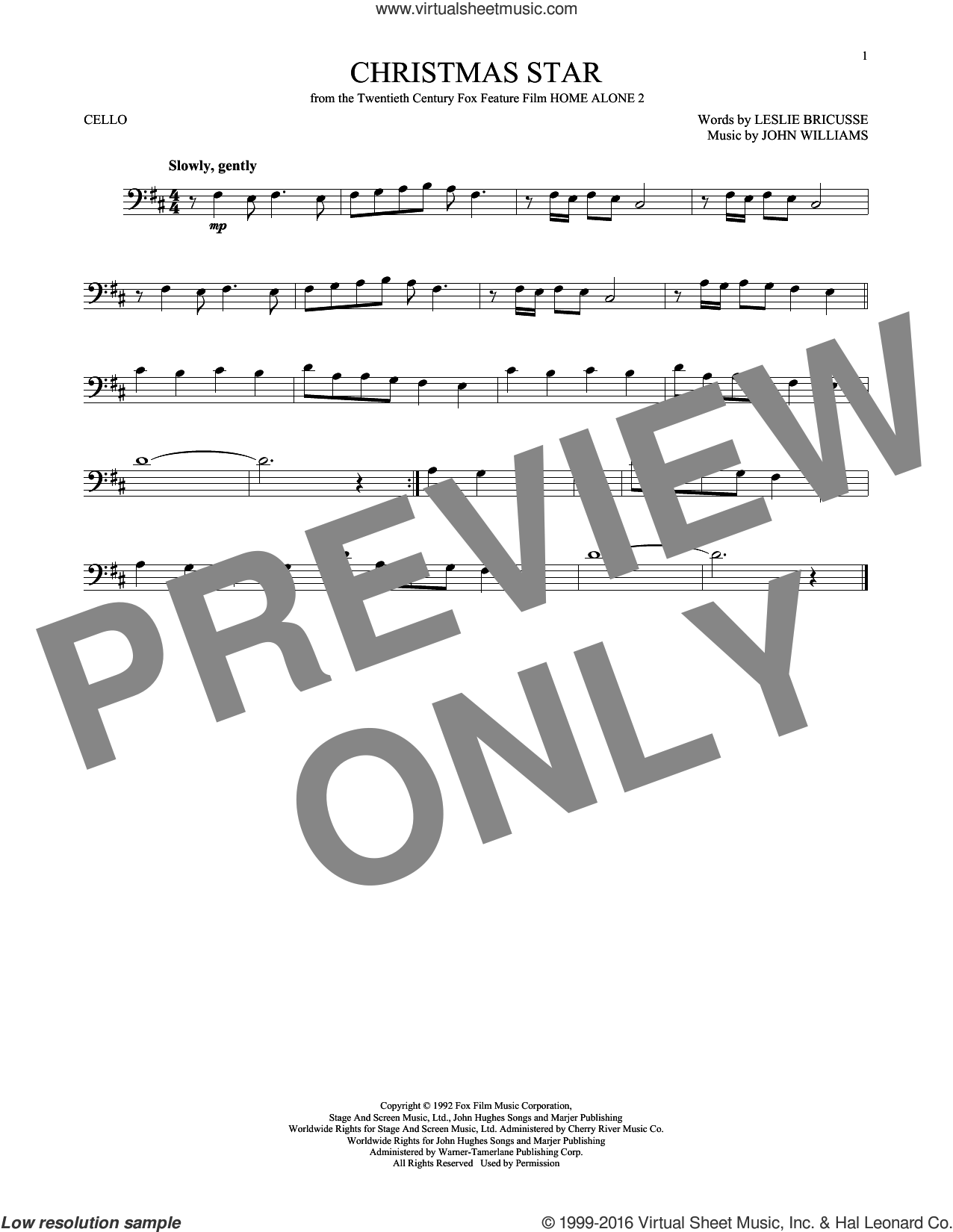 Christmas Star sheet music for cello solo (PDF-interactive)