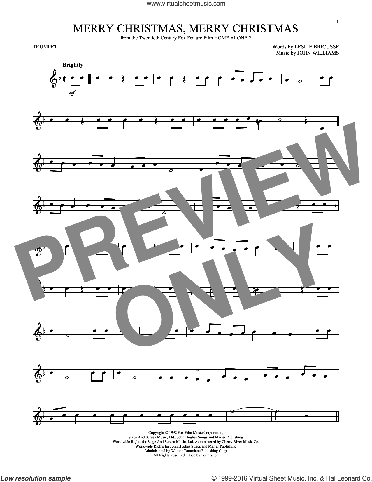 Merry Christmas, Merry Christmas sheet music for trumpet solo