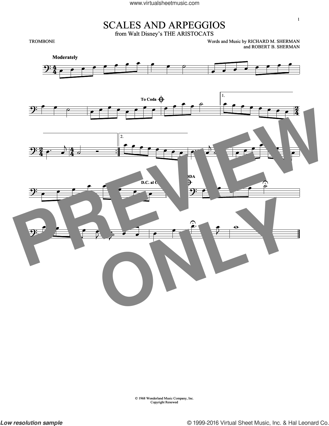 Scales And Arpeggios sheet music for trombone solo (PDF)