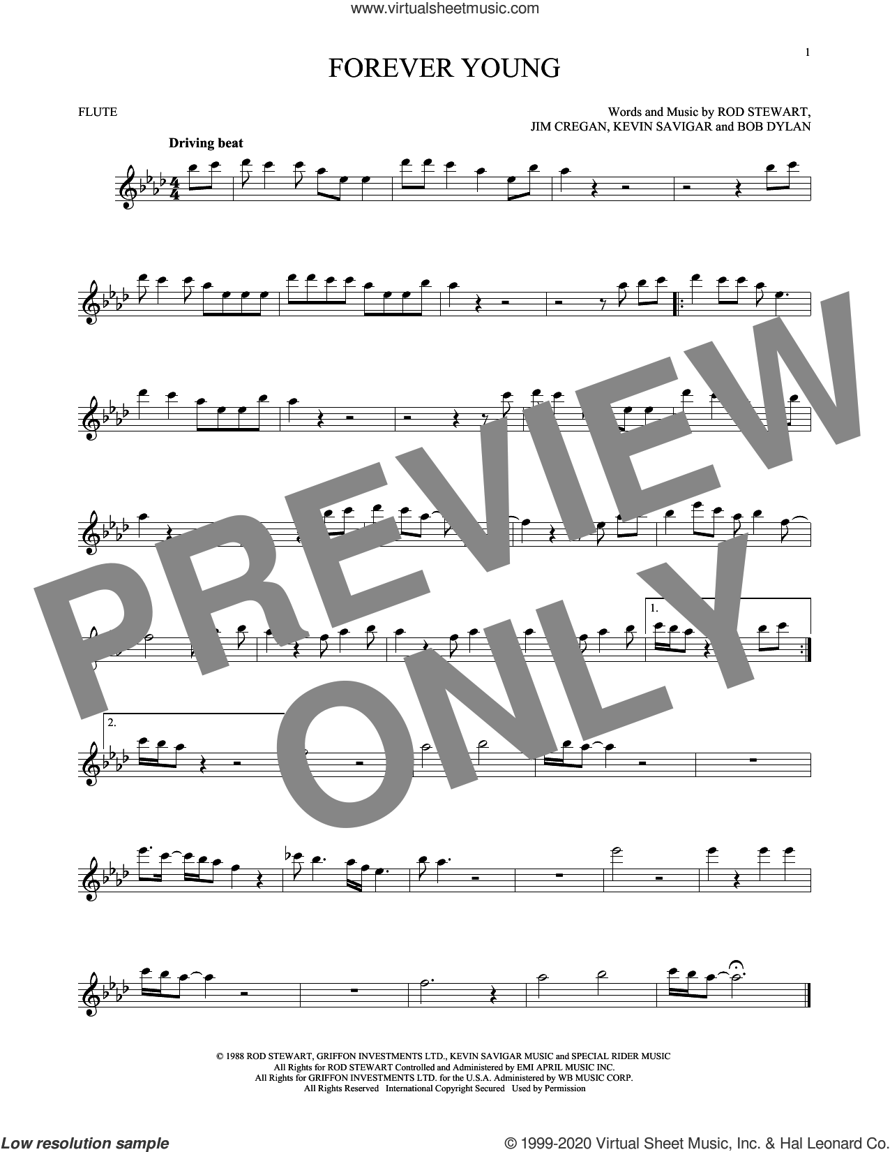 Forever Young sheet music for flute solo (PDF-interactive)
