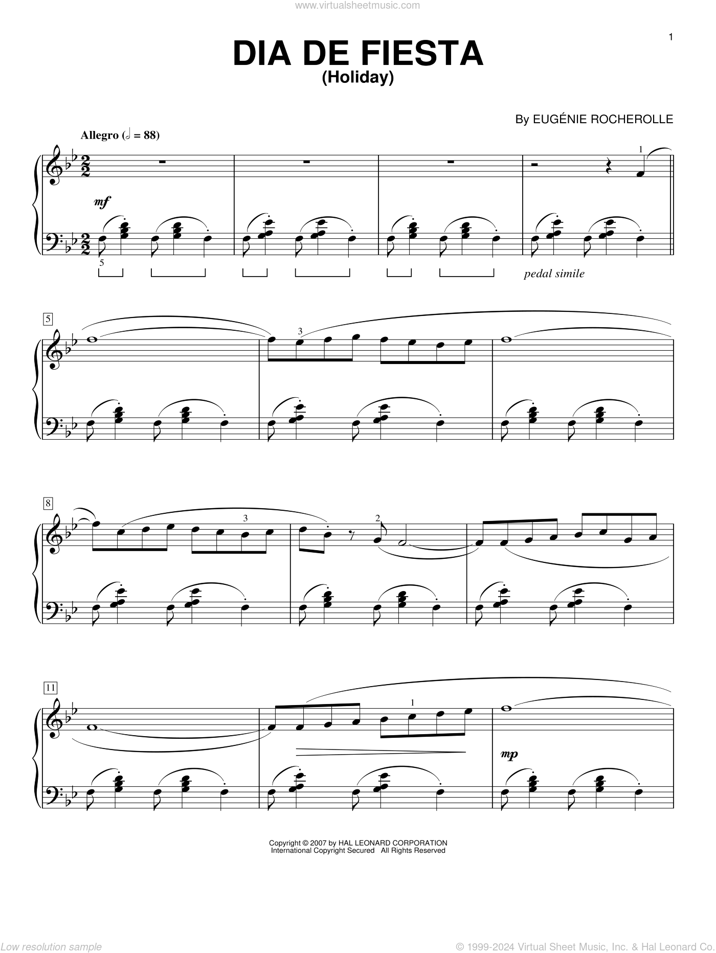 Dia De Fiesta (Holiday) sheet music for piano solo (PDF)