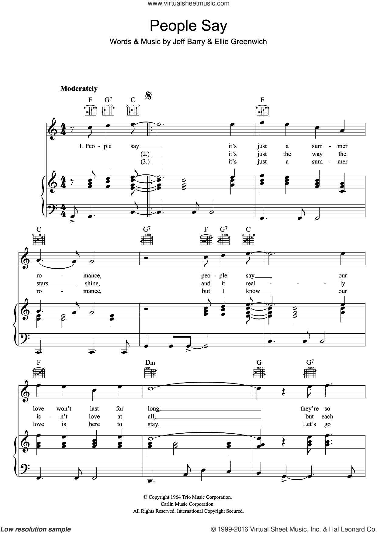 People Say sheet music for voice, piano or guitar (PDF)