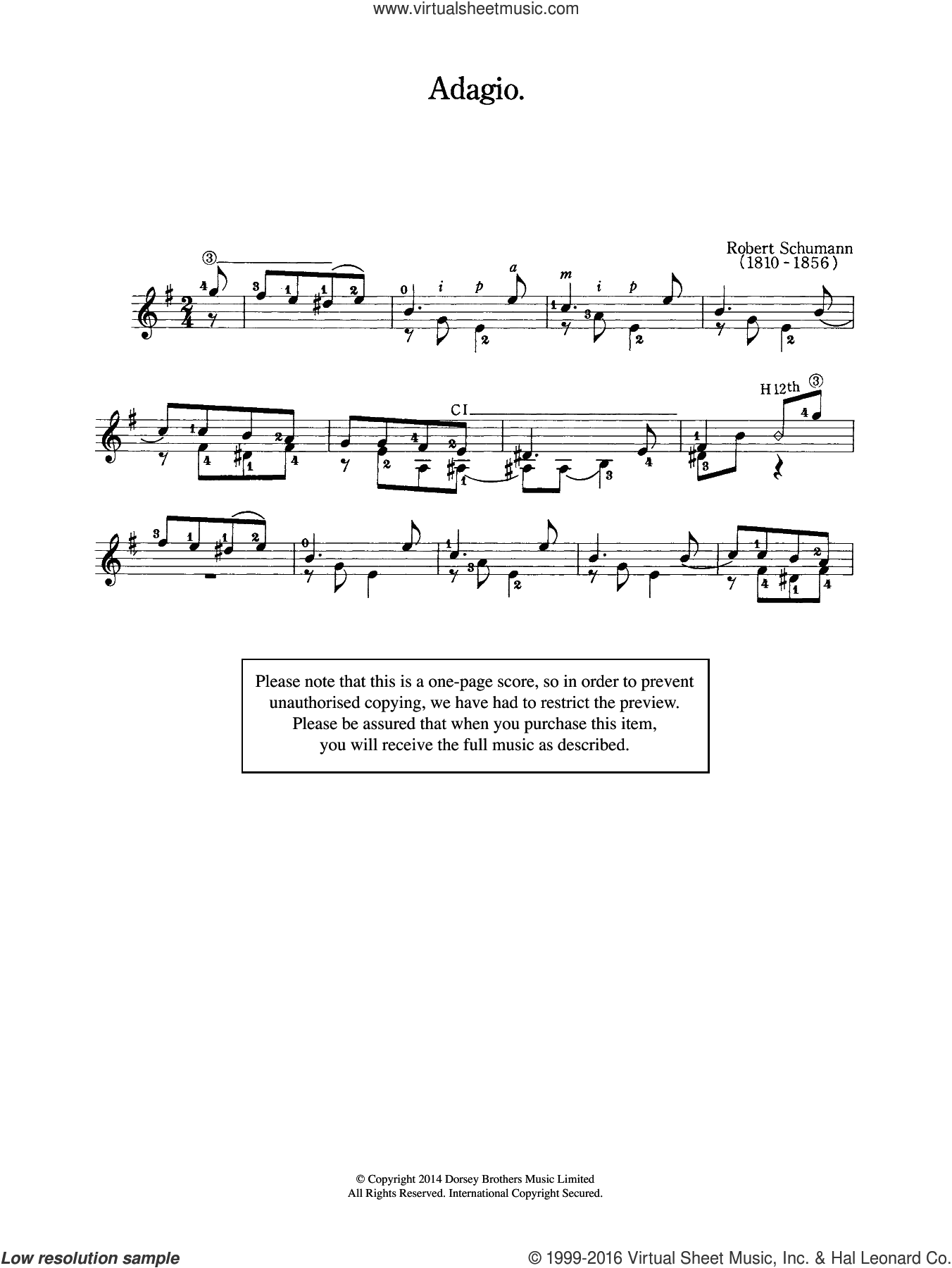 Adagio sheet music for guitar solo (chords) (PDF)
