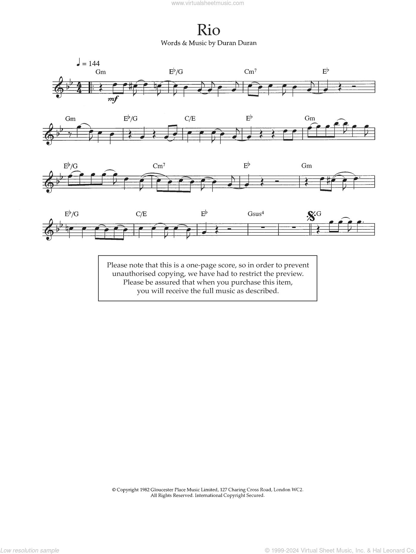 Rio sheet music for flute solo (PDF)