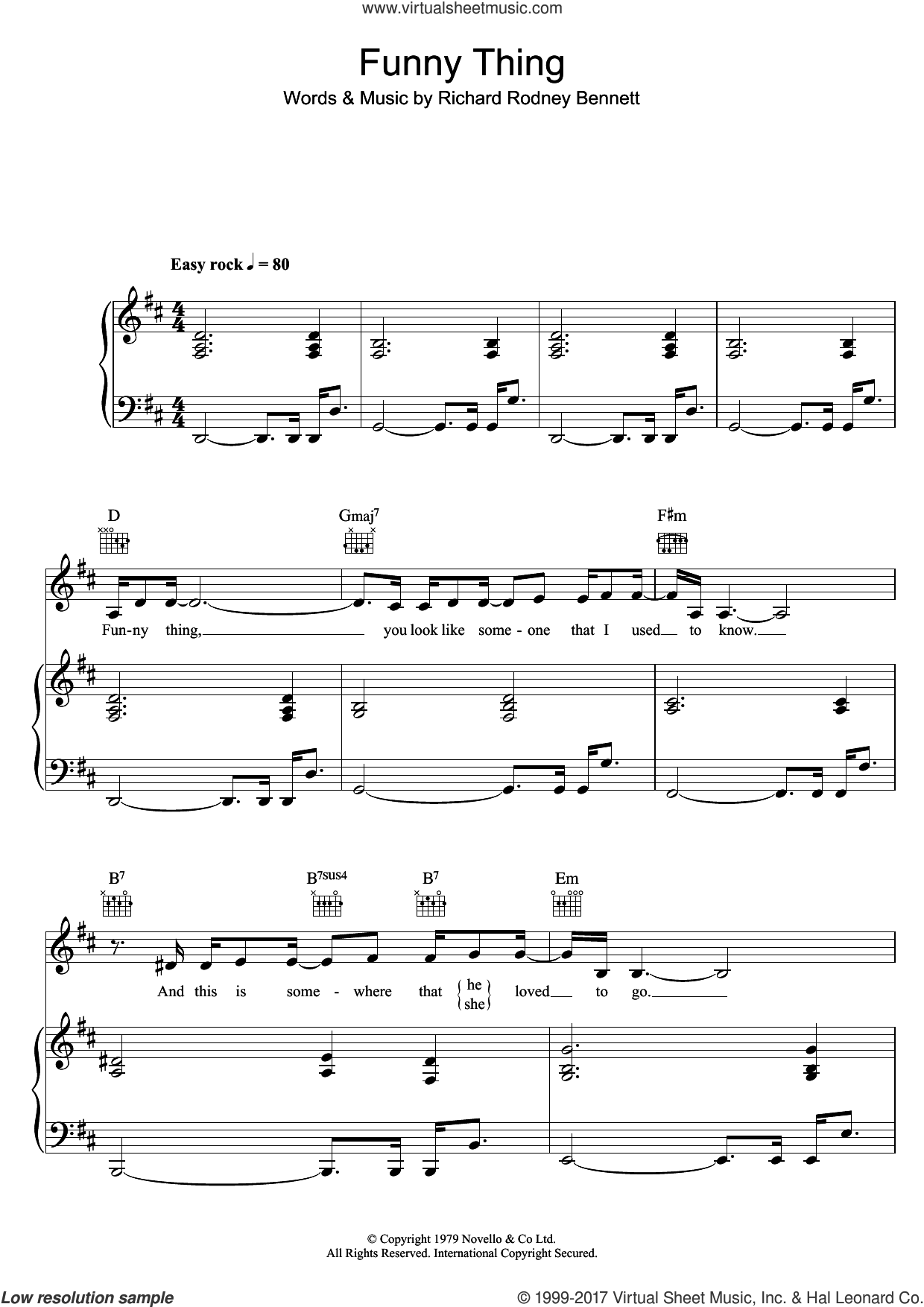 Funny Thing sheet music for voice, piano or guitar (PDF)