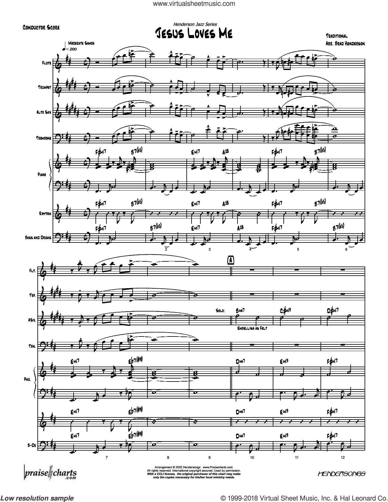 Jesus Loves Me sheet music for concert band (orchestration) (PDF)