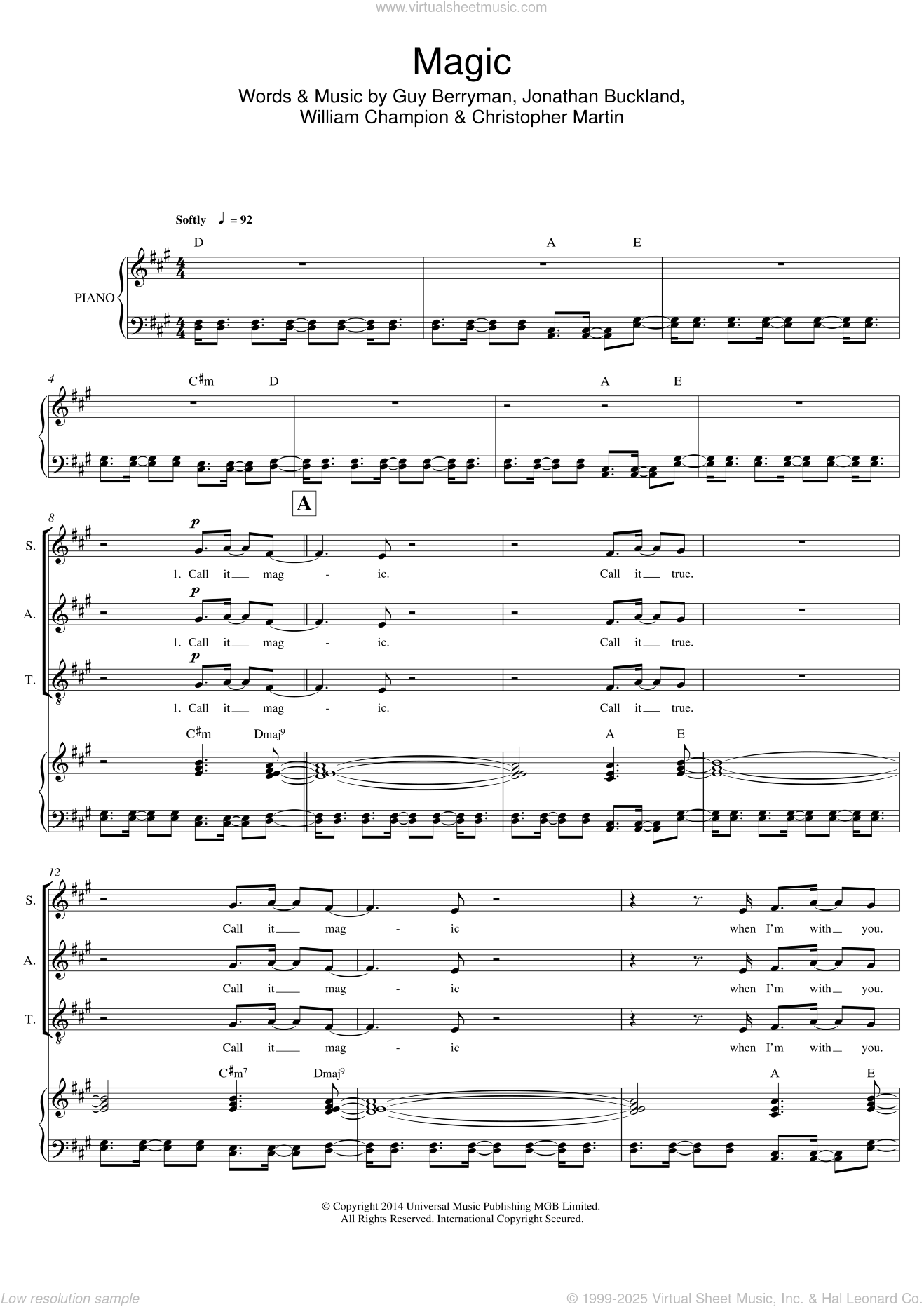 Magic sheet music for voice, piano or guitar (PDF) v3
