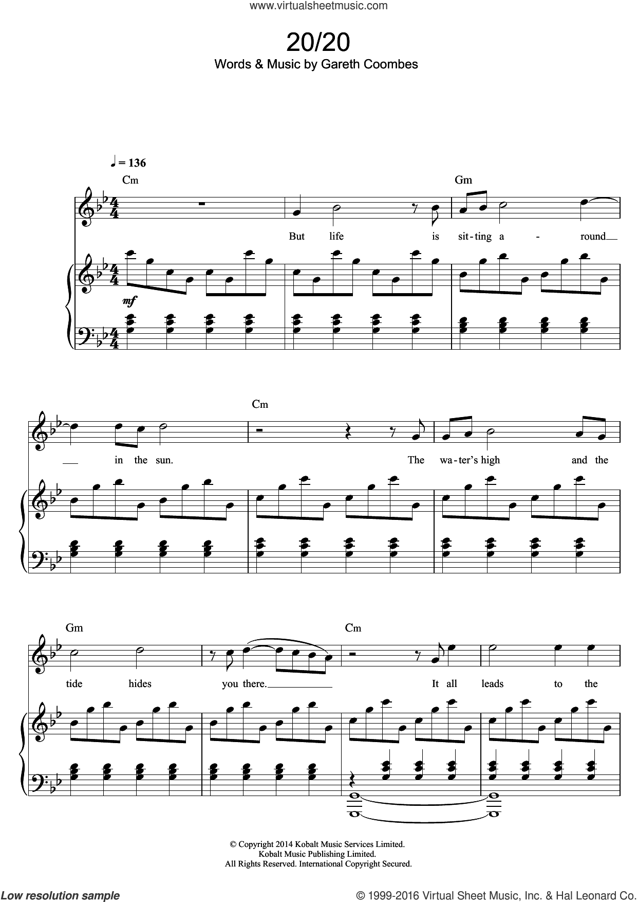 20/20 sheet music for voice and piano (PDF-interactive)