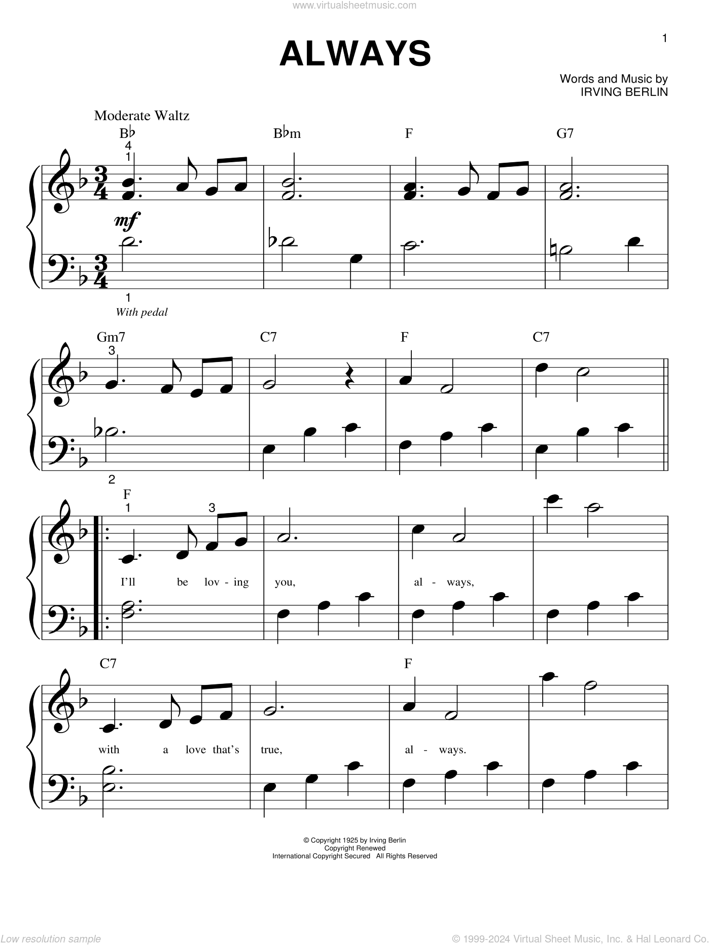 Always sheet music for piano solo (big note book) (PDF)