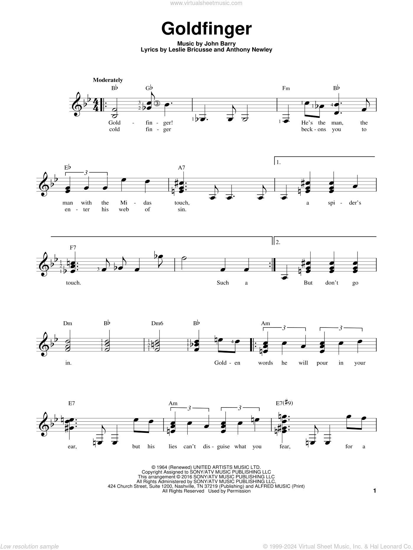 Goldfinger sheet music for guitar solo (chords) (PDF-interactive)
