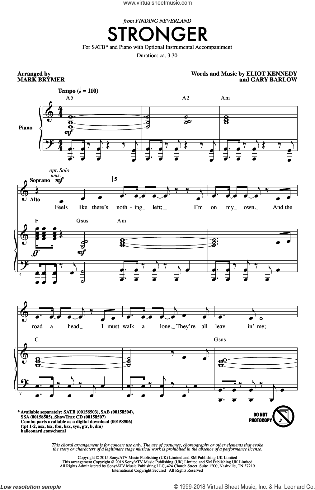 Stronger sheet music for choir (SATB: soprano, alto, tenor, bass)