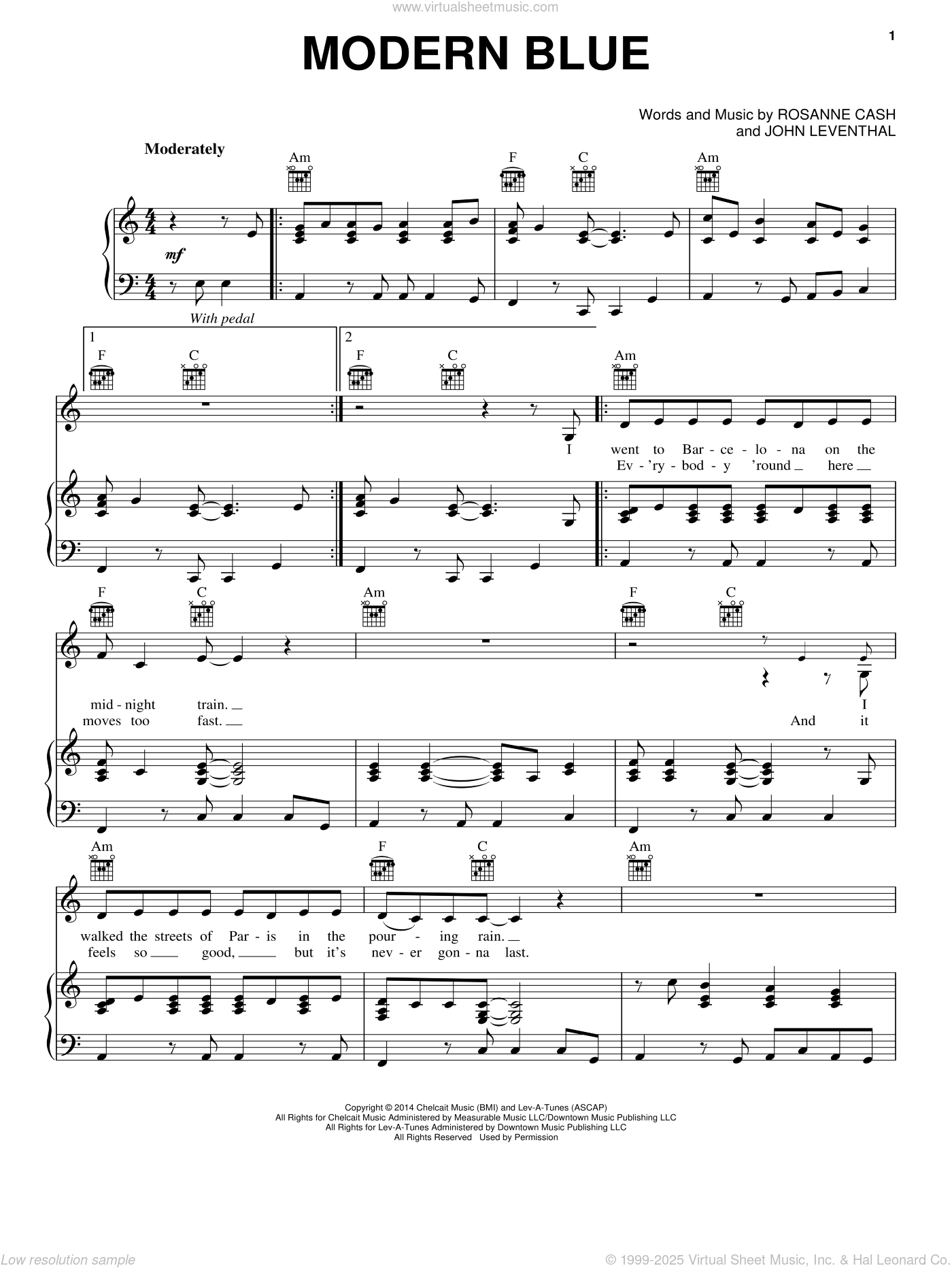 Modern Blue sheet music for voice, piano or guitar (PDF)