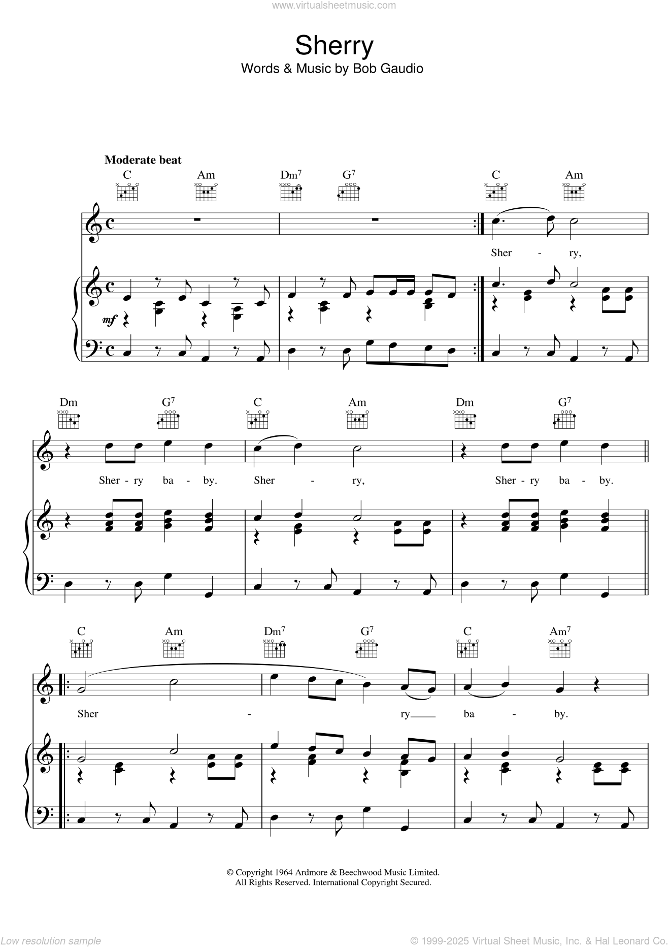 The Four Seasons: Sherry sheet music for voice, piano or guitar