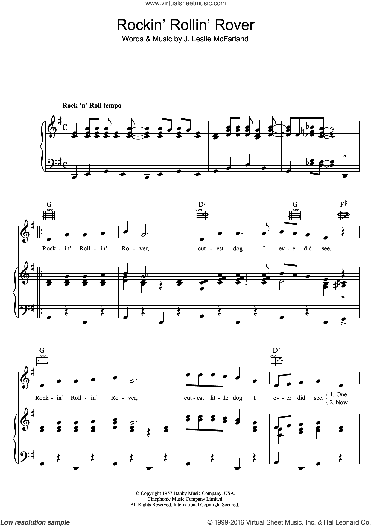 Rockin' Rollin' Rover sheet music for voice, piano or guitar