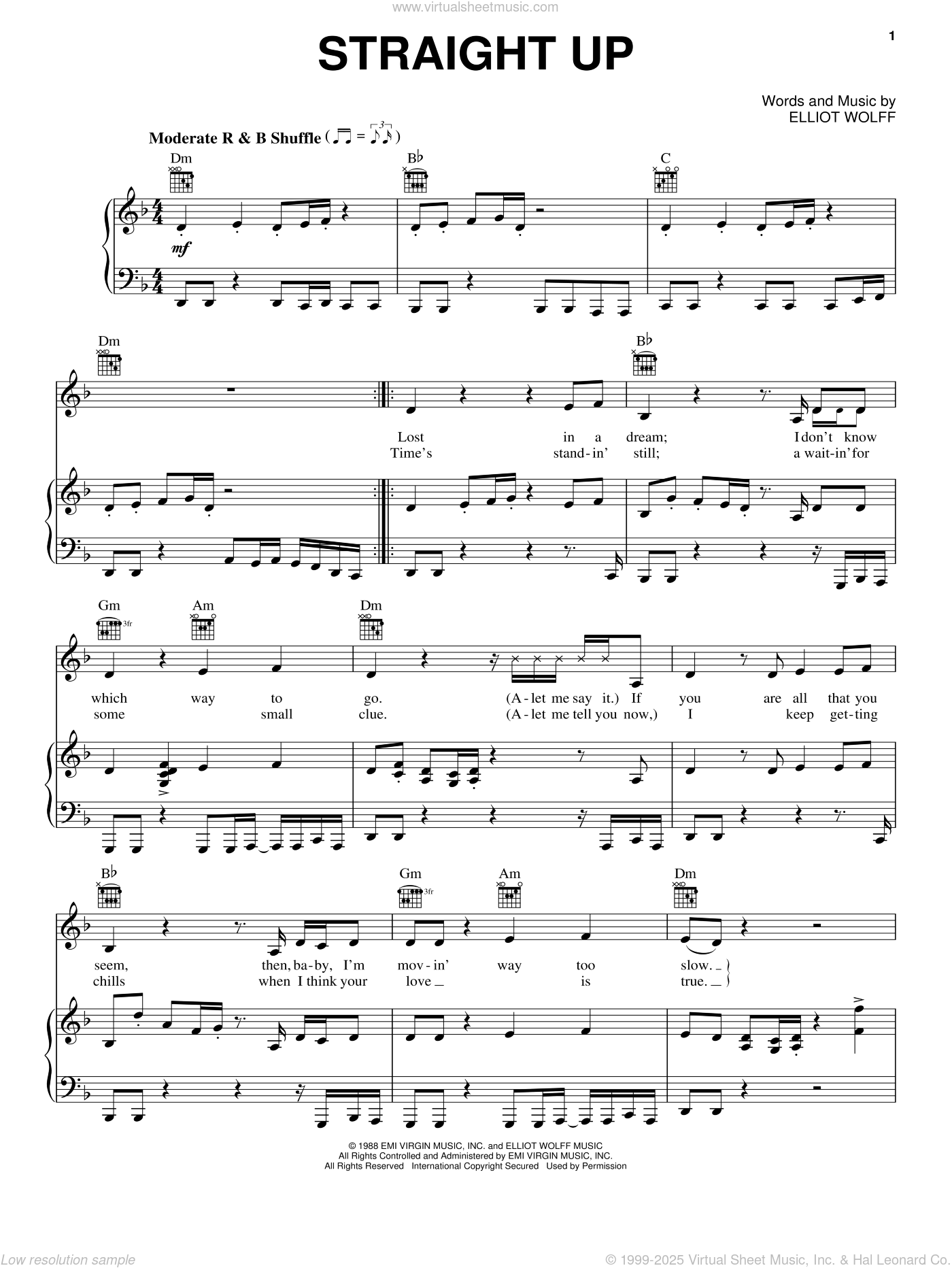 Straight Up sheet music for voice, piano or guitar (PDF)