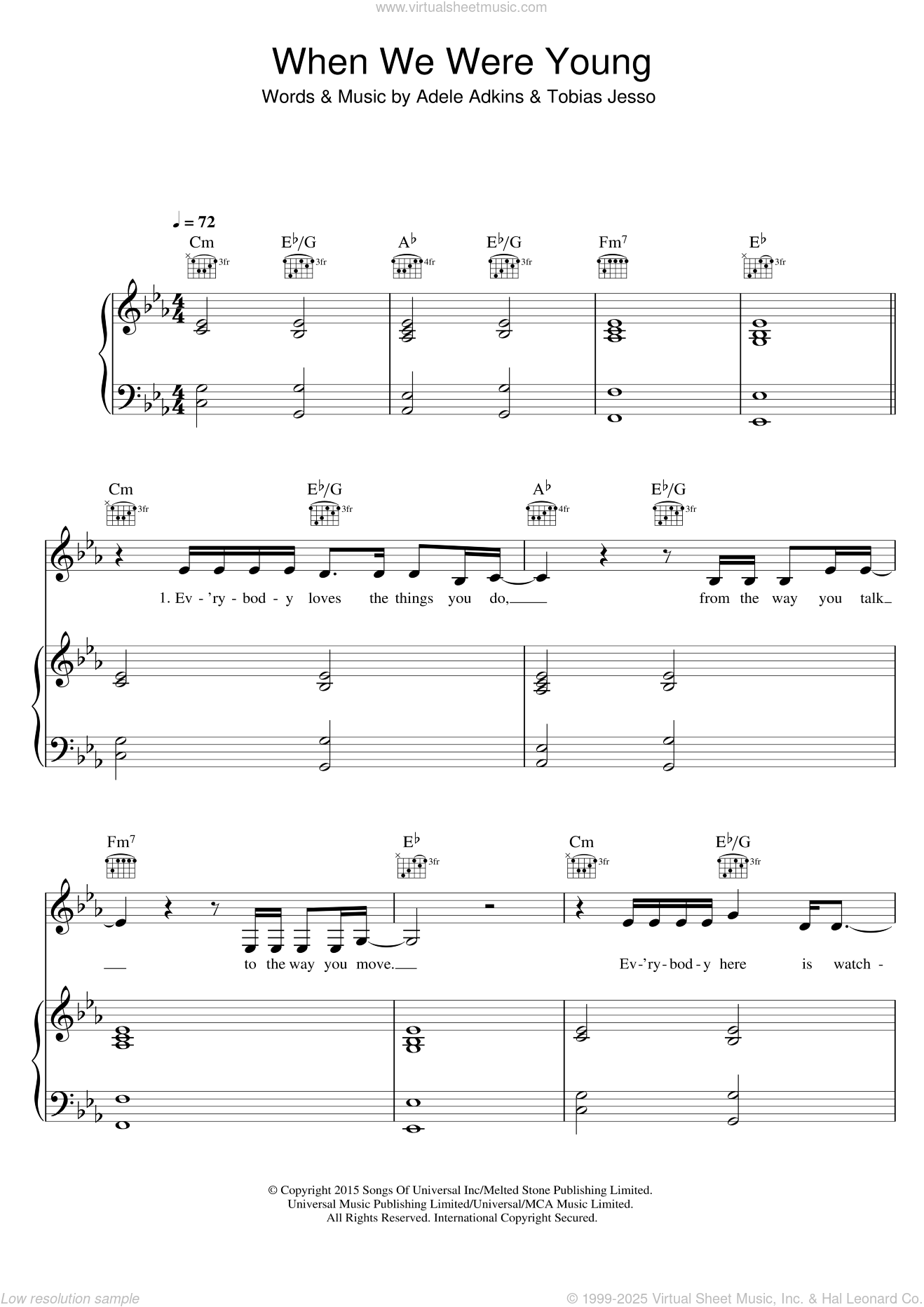 When We Were Young sheet music for voice, piano or guitar v2