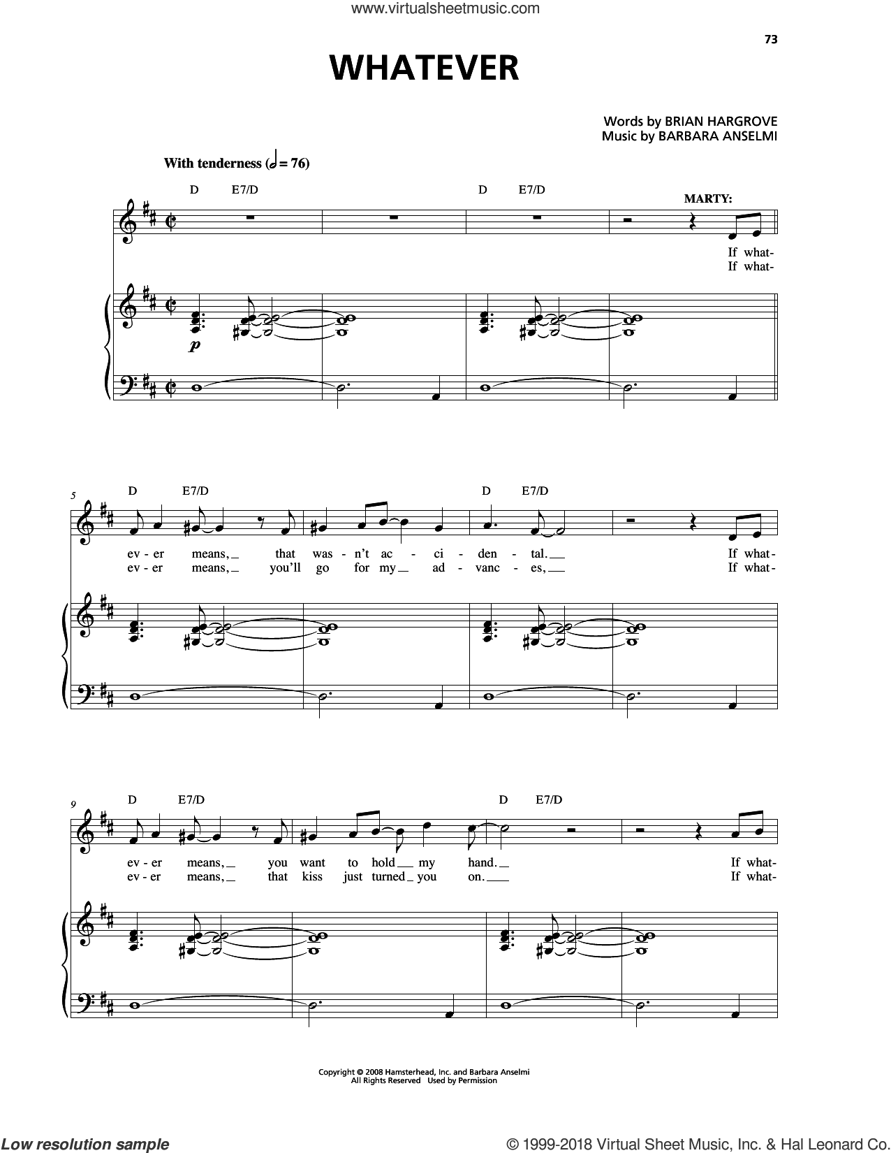 Whatever sheet music for voice and piano (PDF)