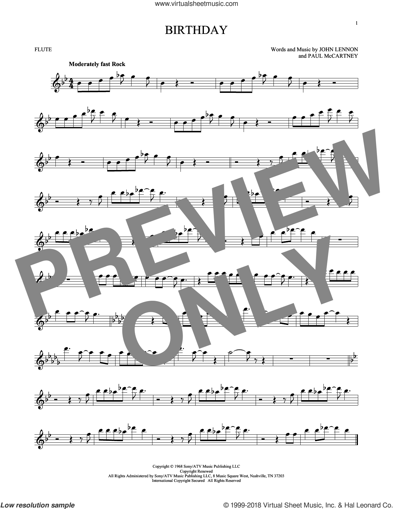 Birthday sheet music for flute solo (PDF-interactive)