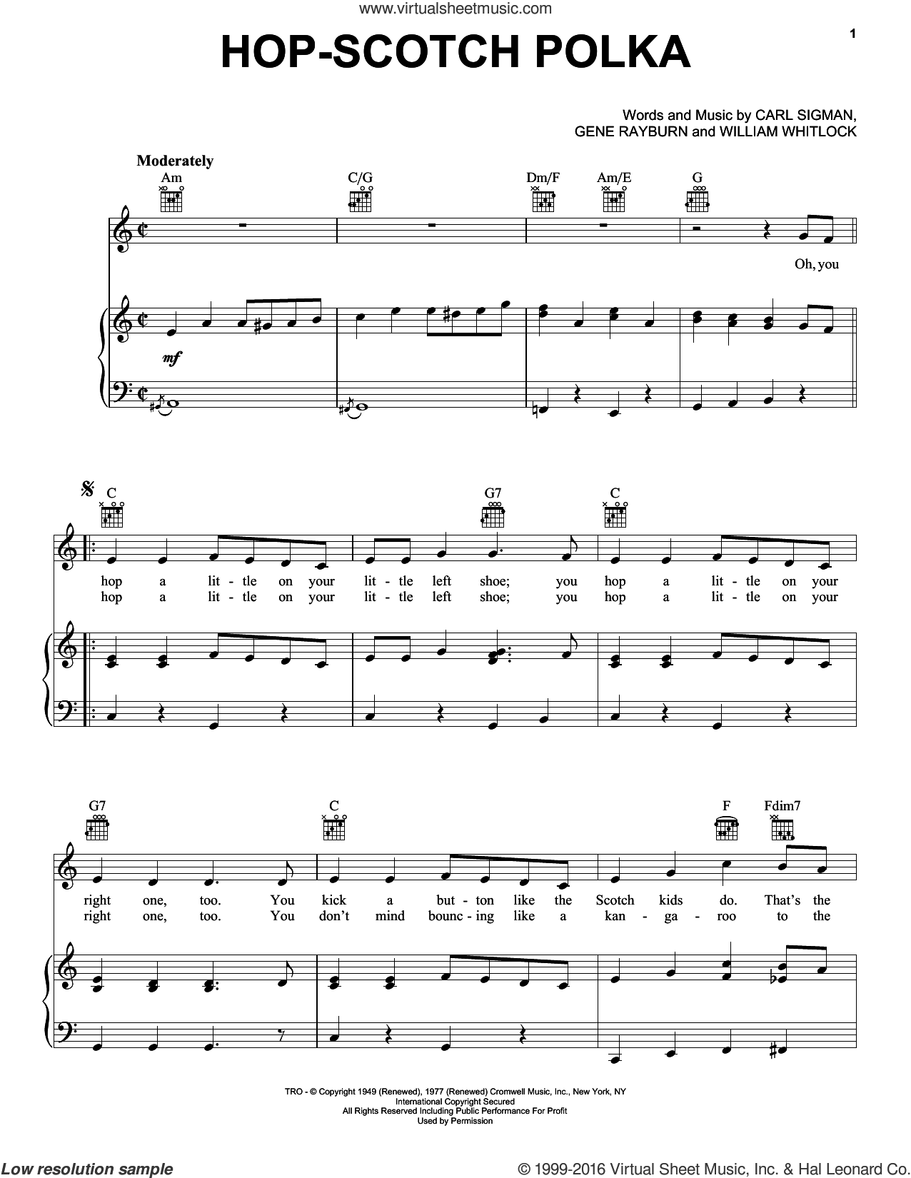Hop-scotch Polka sheet music for voice, piano or guitar (PDF)