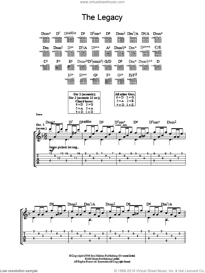 The Legacy sheet music for guitar (tablature) (PDF)