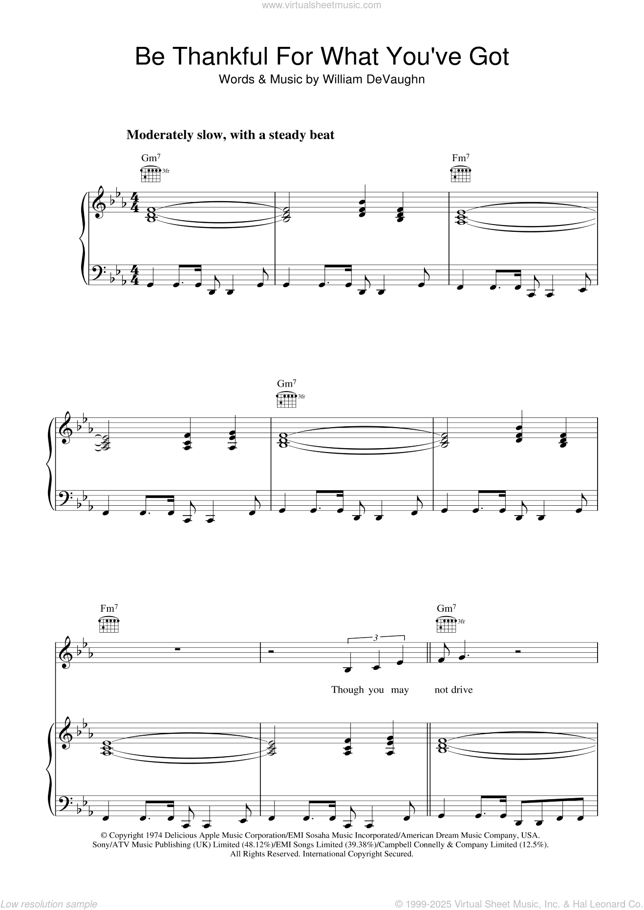 Be Thankful For What You Got sheet music for voice, piano or guitar