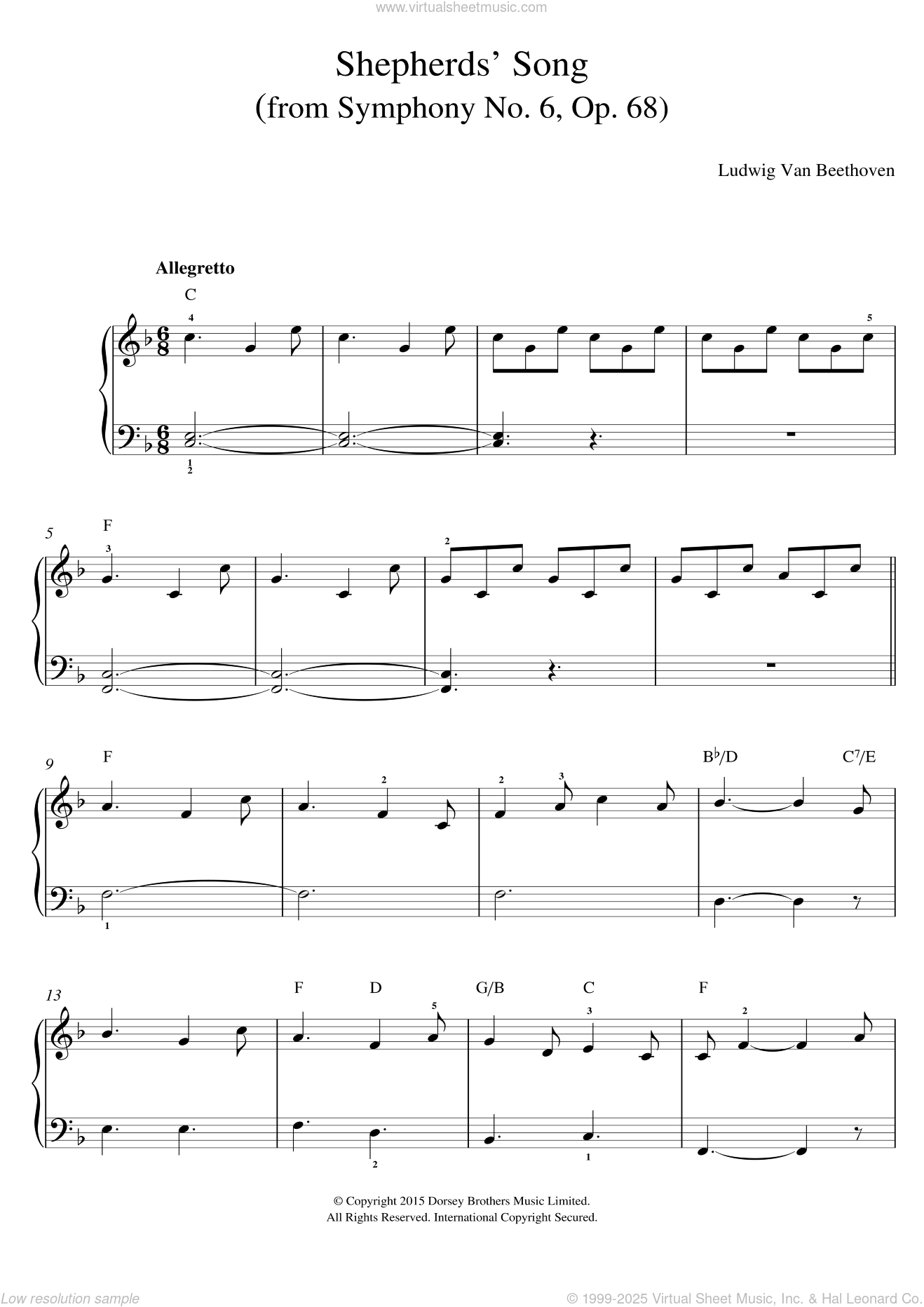 Shepherds' Song (from Symphony No. 6, Op. 68) sheet music for voice ...