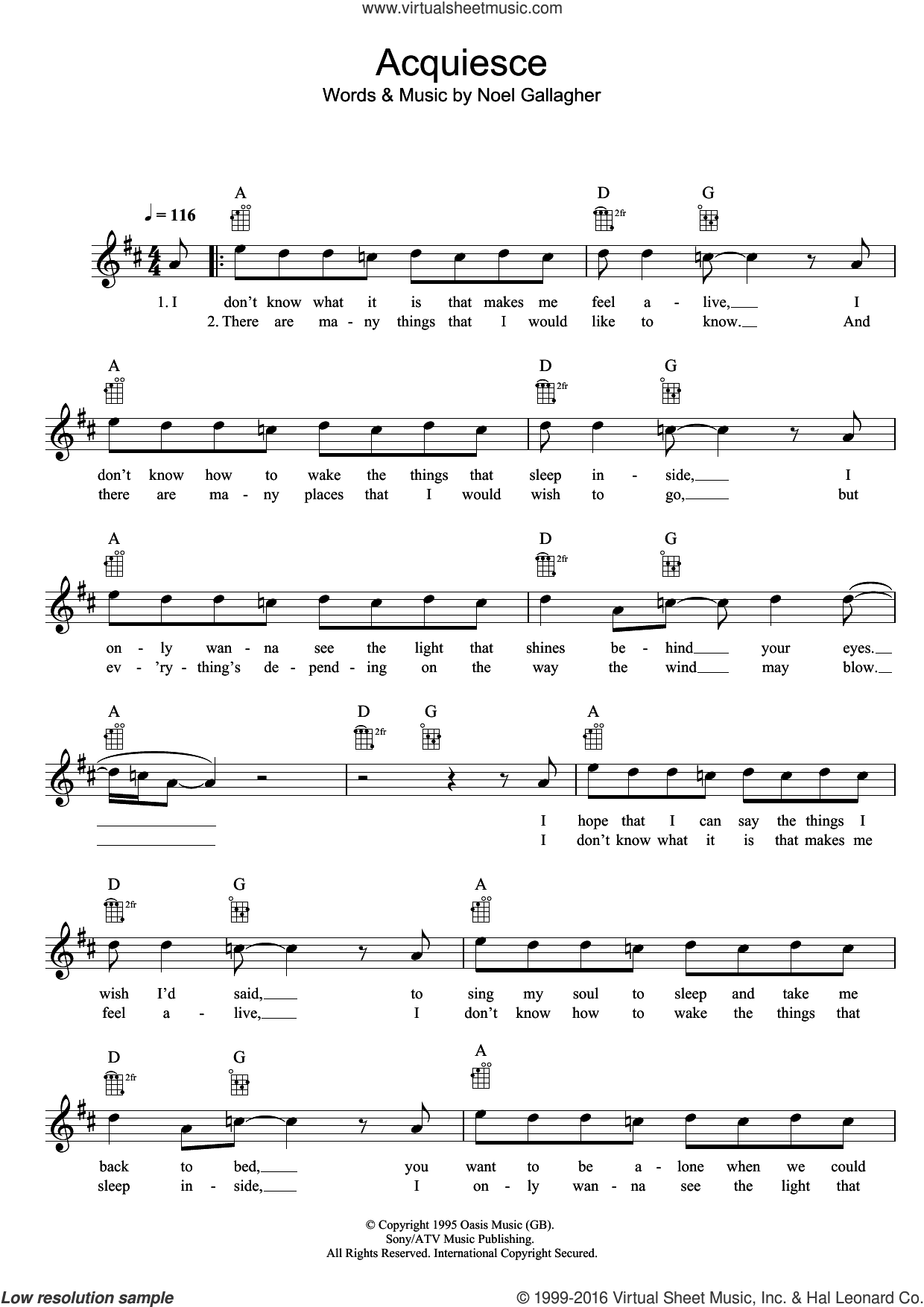 Acquiesce sheet music for ukulele (PDF-interactive)