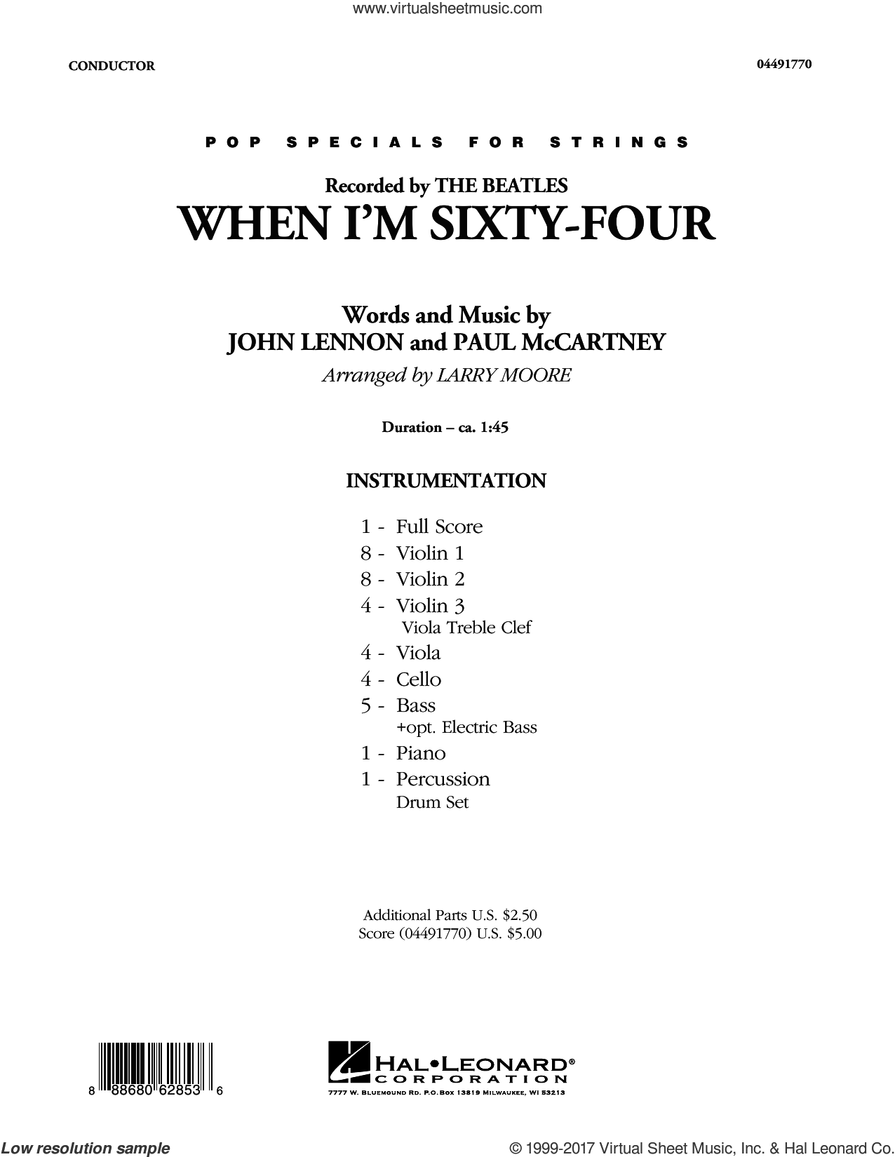 When I'm Sixty-Four sheet music (complete collection) for orchestra