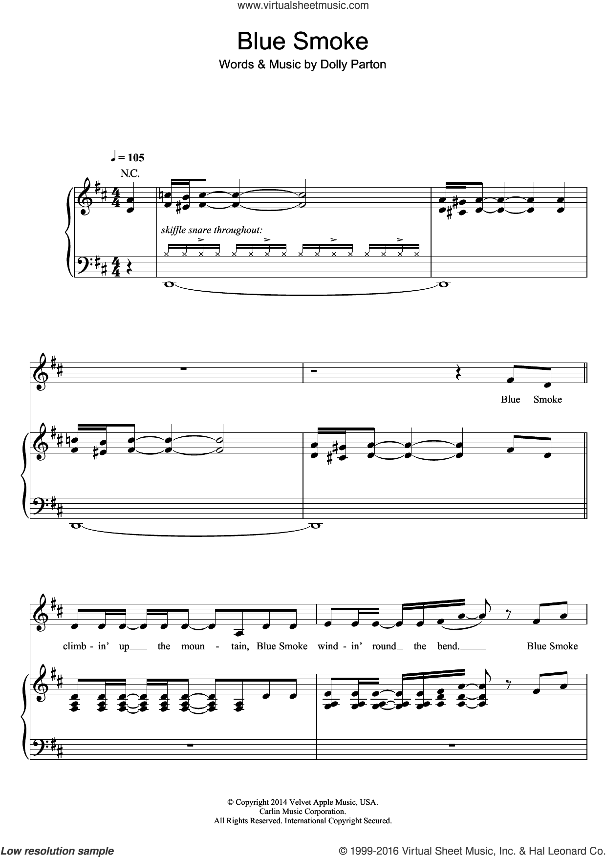 Blue Smoke sheet music for voice, piano or guitar (PDF)