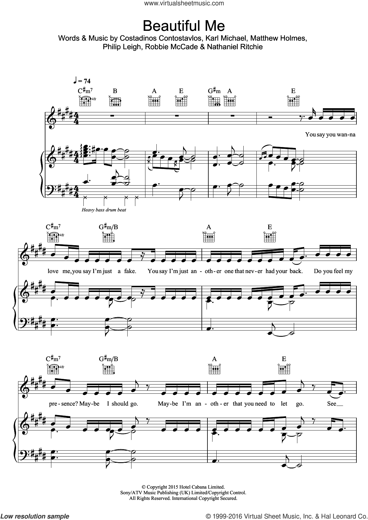 Beautiful Me sheet music for voice, piano or guitar (PDF)