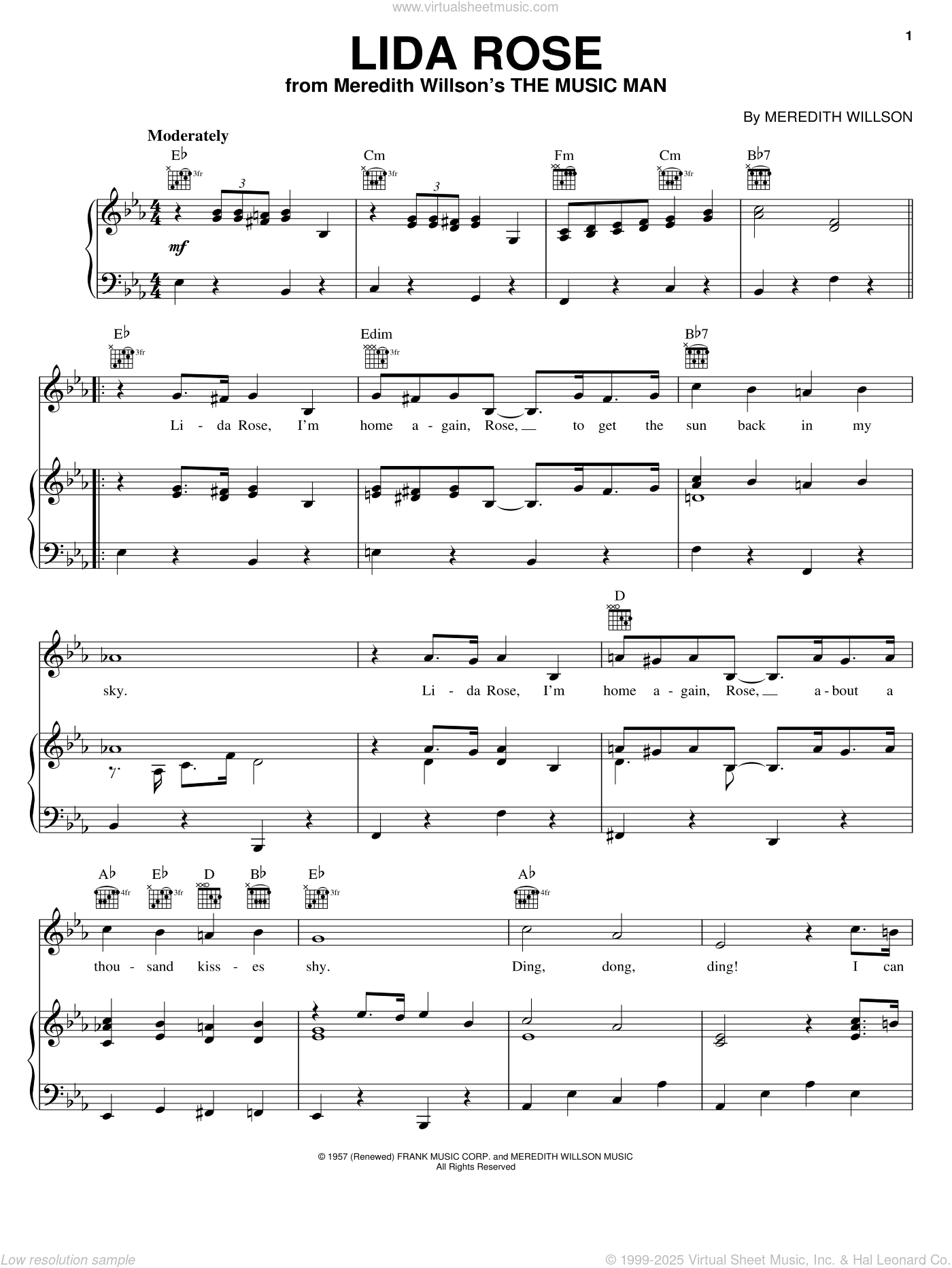 Lida Rose sheet music for voice, piano or guitar (PDF)