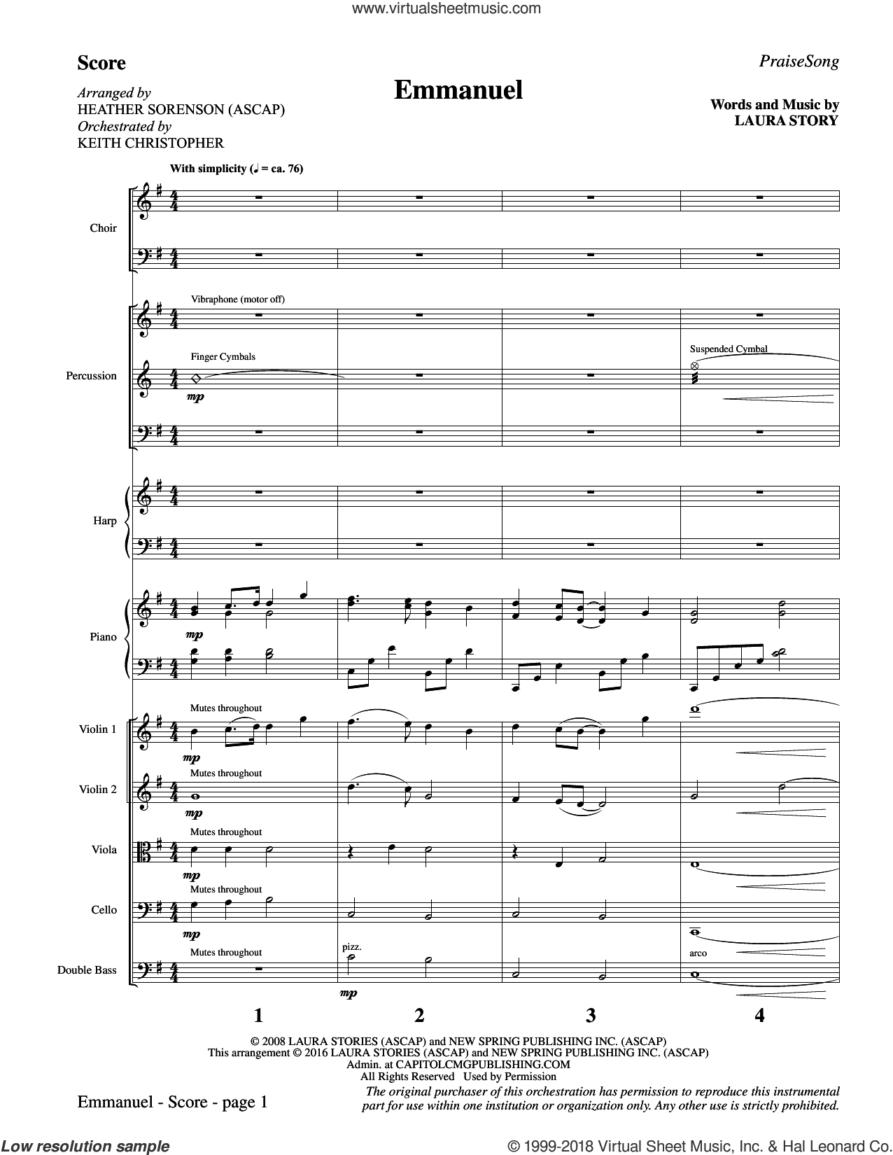 Emmanuel sheet music (complete collection) for orchestra/band